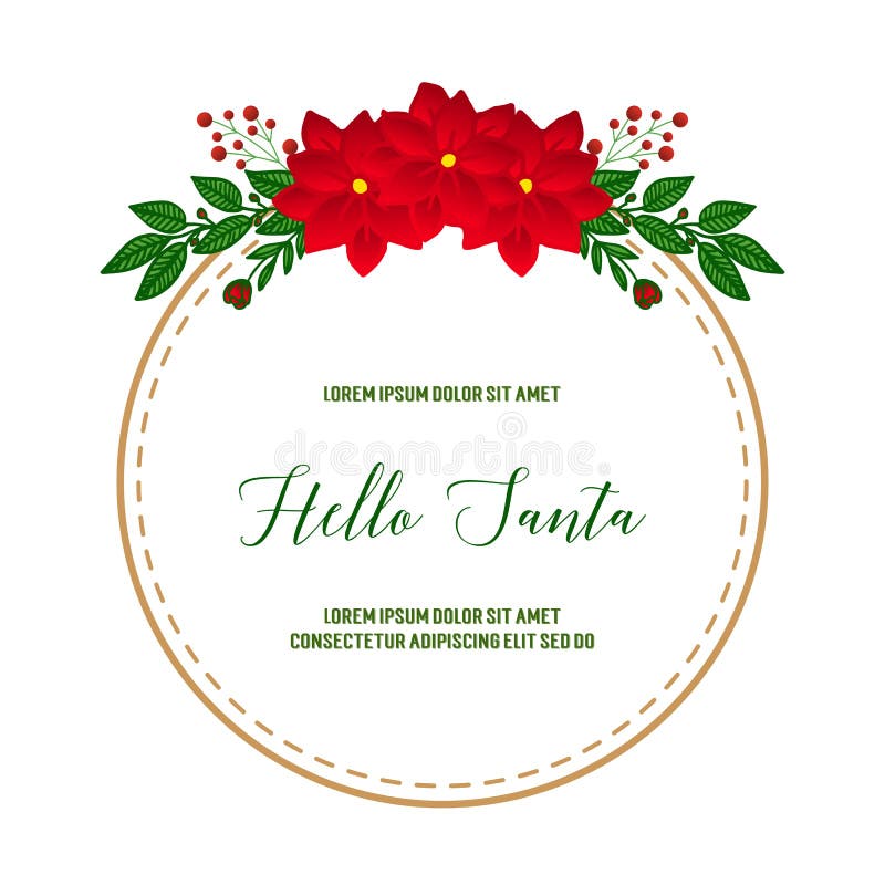 Cute Card Hello Santa, with Texture Art of Red Flower Frame. Vector ...