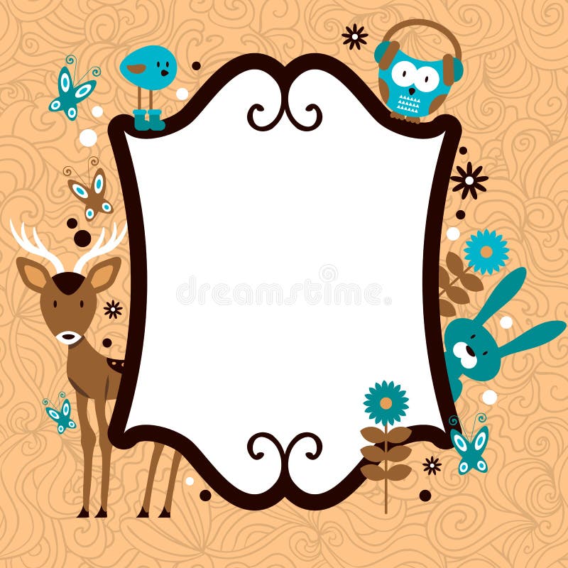 Cute Card Template with Adorable Wild Animals Stock Vector ...