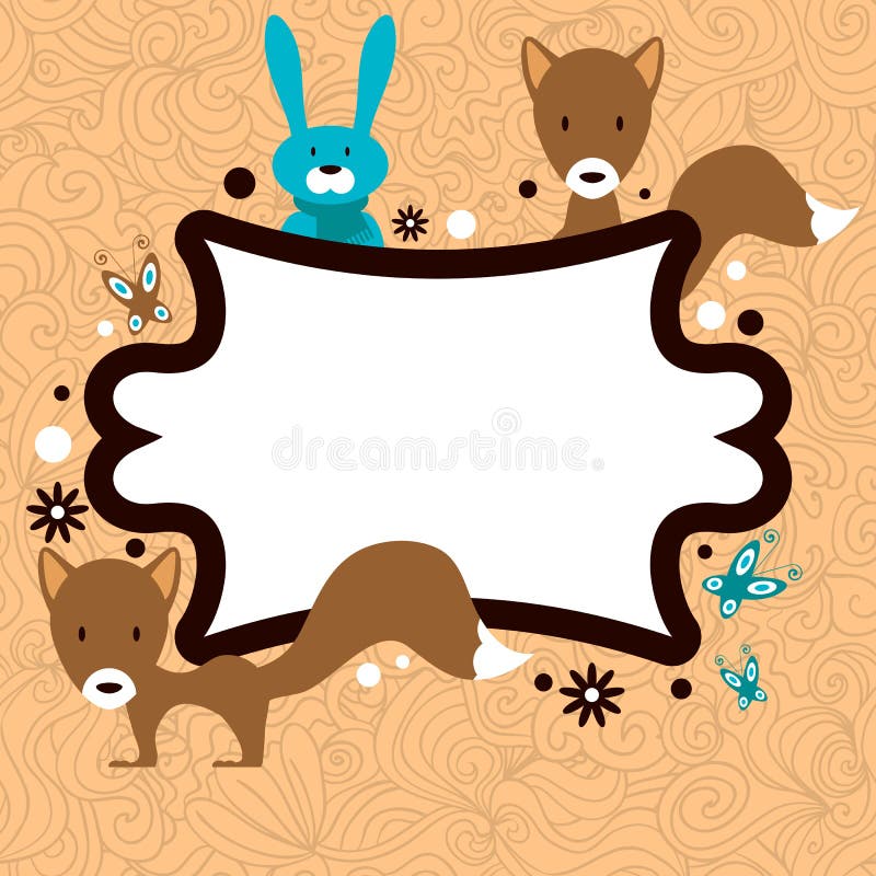 Cute Card Template with Adorable Wild Animals Stock Vector ...
