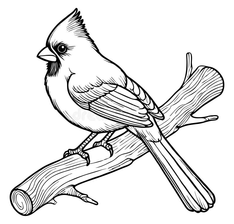 Cardinal Bird Line Art for Coloring Stock Vector - Illustration of ...