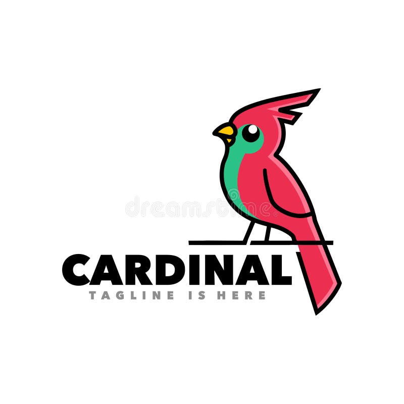 Cute Cardinal Simple Mascot Logo Stock Vector - Illustration of ...