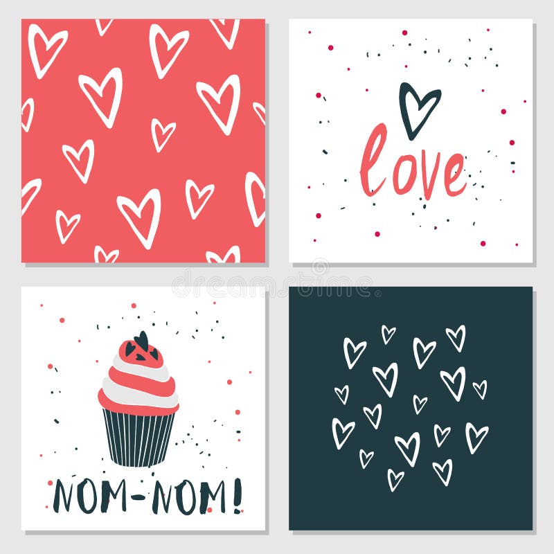 Cute Cards with Love Lettering Seamless Background Pattern Valentines ...