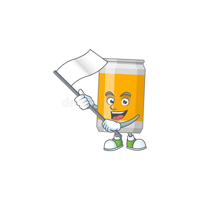 Cute Caricature Character of Beer Can with a White Flag Stock Vector ...