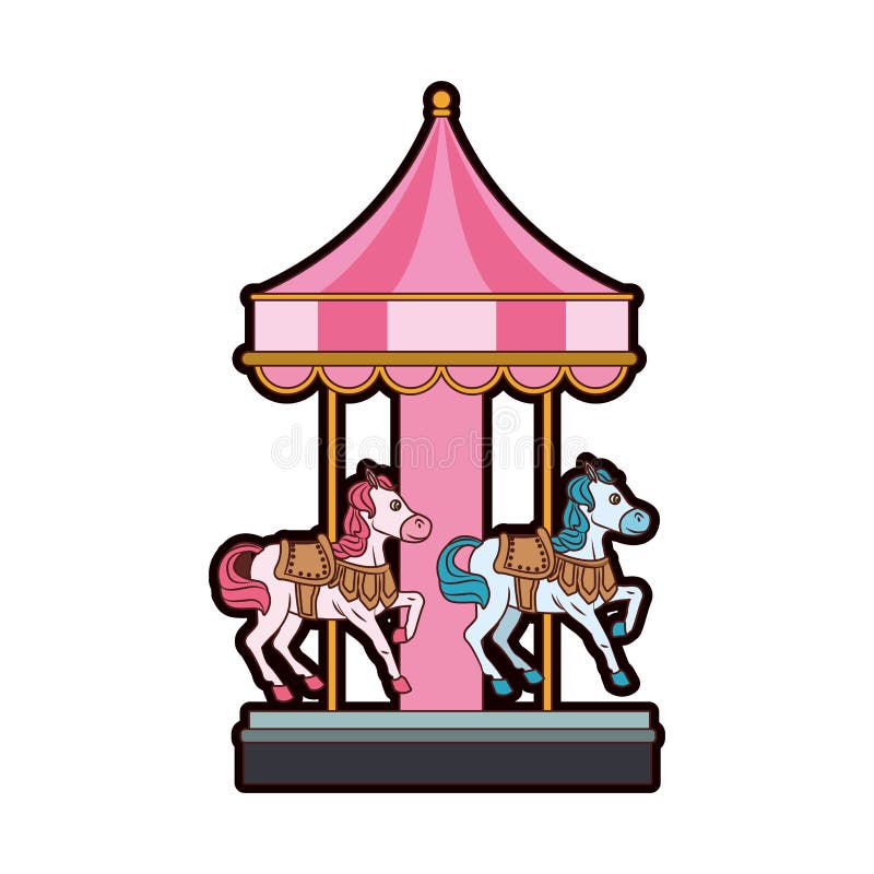Cute Carousel Horse Isolated Icon Stock Vector - Illustration of ...