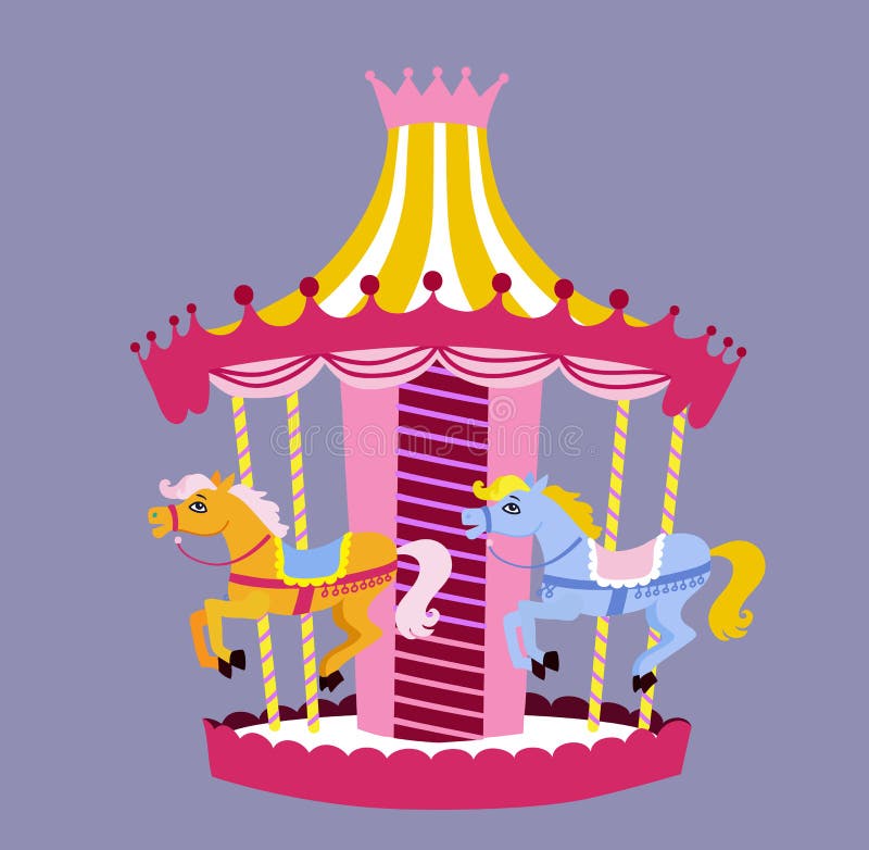 Cute Carousel with Horses. Vector Illustration Stock Vector ...