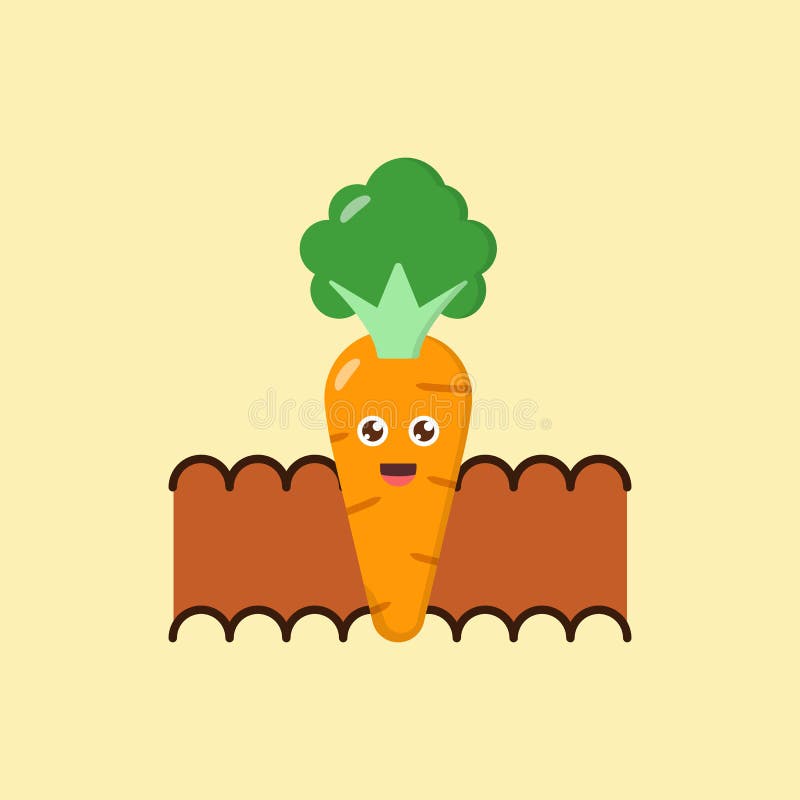 Cute Carrot Character Harvest Icon, Logo, and Illustration Stock Vector ...