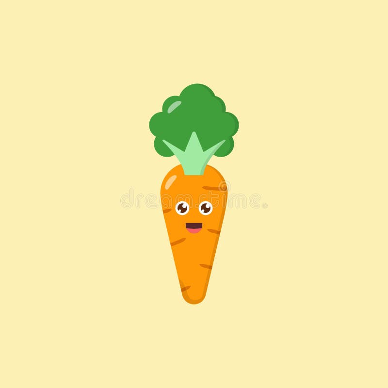 Cute Carrot Character Icon, Logo, and Illustration Stock Vector ...