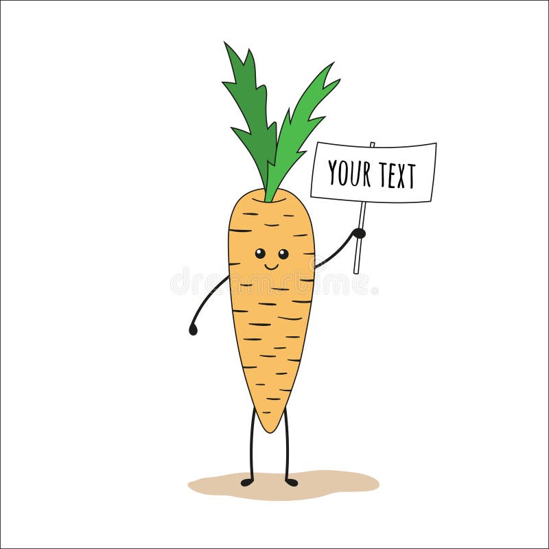 Cute Carrot Holds a Sign with the Text in His Hands. Stock Vector ...