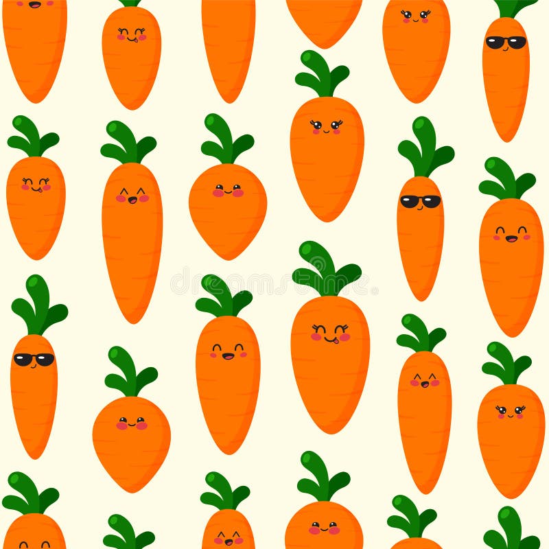 Cute Carrots Characters Seamless Pattern Stock Illustration ...