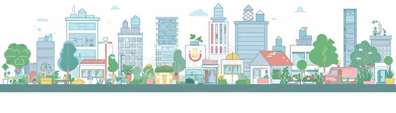 A Cute Cartoon of an AIdriven Community Garden in a City Stock ...