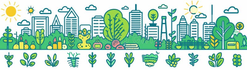 A Cute Cartoon of an AIdriven Community Garden in a City Stock ...