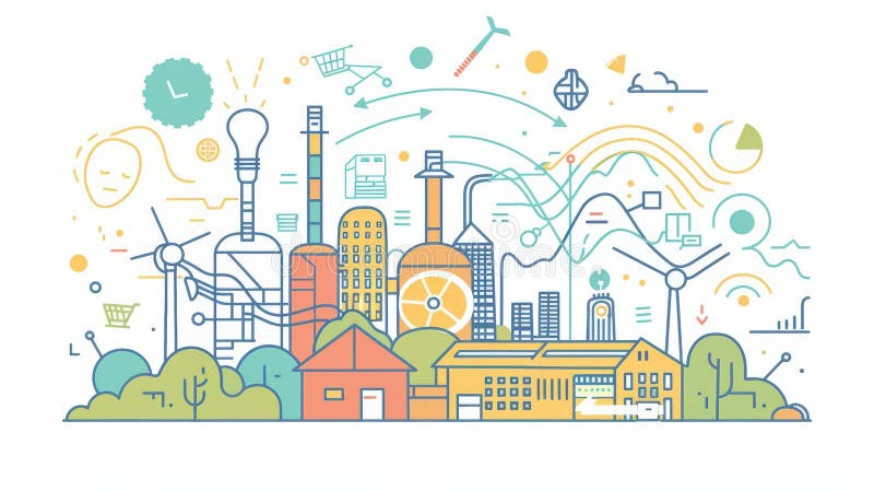 A Cute Cartoon of an AIdriven Factory with Sustainable Practices Stock ...