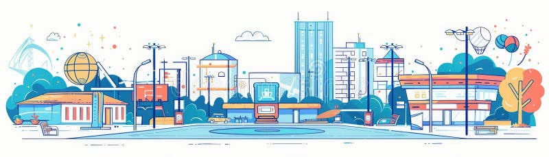 A Cute Cartoon of an AIdriven Smart Urban Sports Complex Stock ...