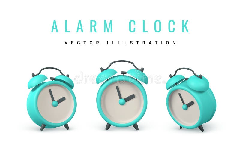 Cute Cartoon Alarm Clock. 3d Realistic Table Clock with Shaddow Stock ...