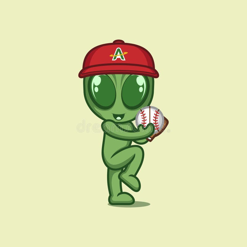 Cute Alien Playing Baseball Stock Vector - Illustration of smile ...