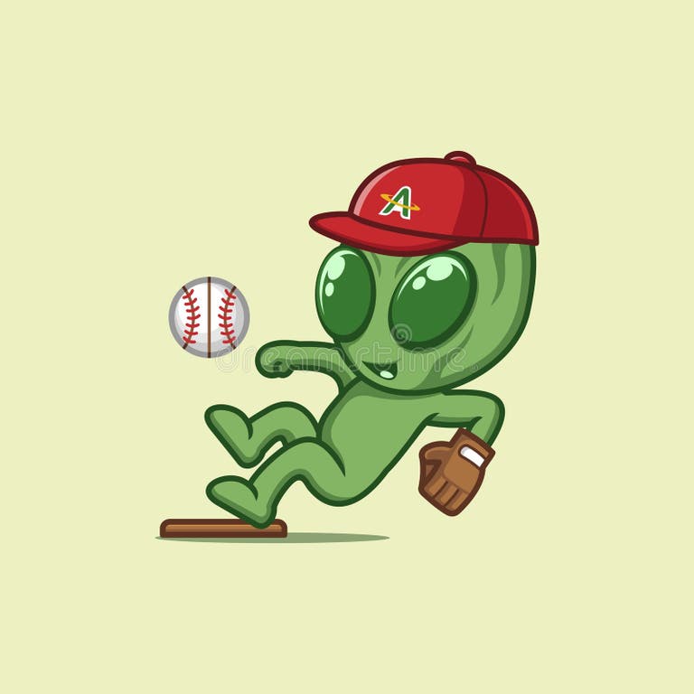 Cute Alien Playing Baseball Stock Vector - Illustration of cartoon ...