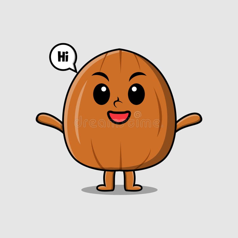 Cute Cartoon Almond Nut with Happy Expression Stock Vector ...