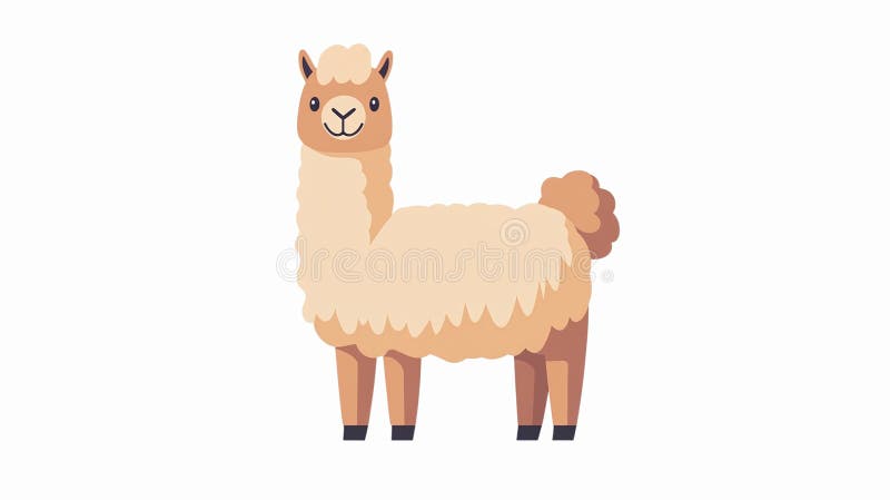 Cute Cartoon Alpaca Character with Fluffy Coat and Cheerful Expression ...