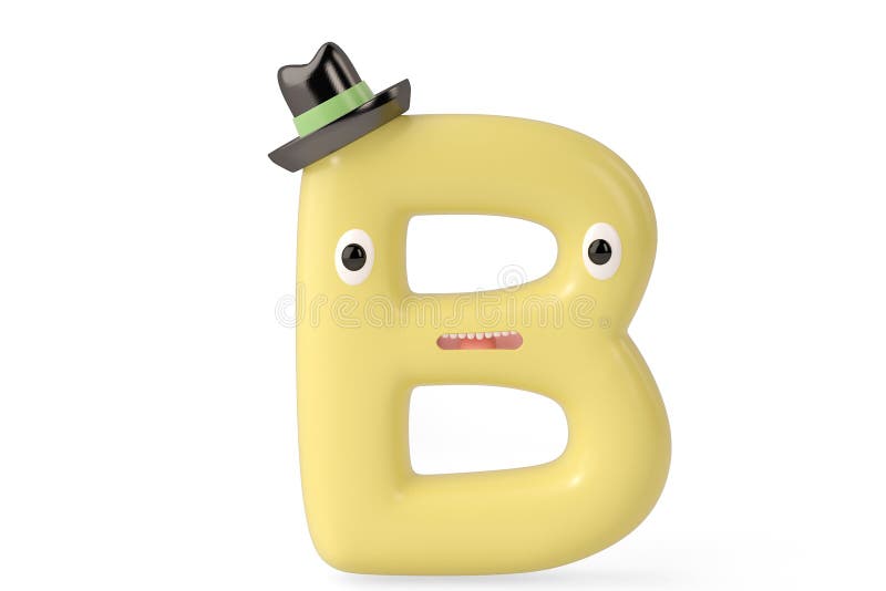 Cute Cartoon Alphabet B with Hat.3D Illustration. Stock Illustration ...