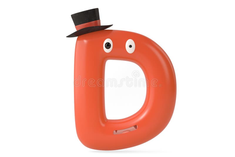 Cute Cartoon Alphabet D with Hat.3D Illustration. Stock Illustration ...