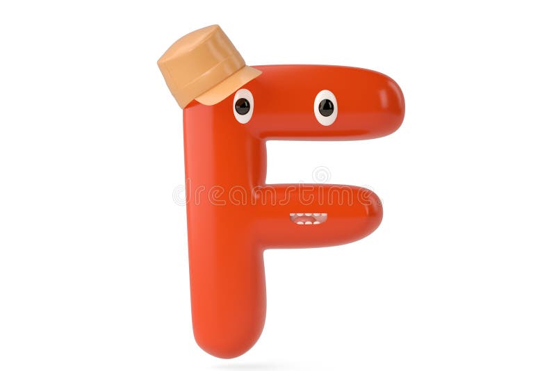 Cute Cartoon Alphabet F with Hat.3D Illustration. Stock Illustration ...