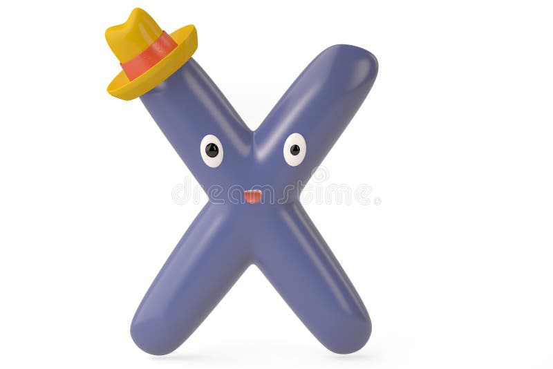 Cute Cartoon Alphabet X with Hat.3D Illustration. Stock Illustration ...