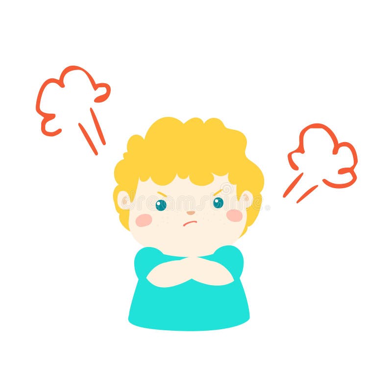 Cute Cartoon Angry Boy Character . Stock Vector - Illustration of ...