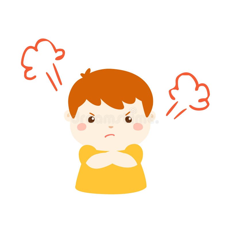 Cute Cartoon Angry Boy Character . Stock Vector - Illustration of frown ...