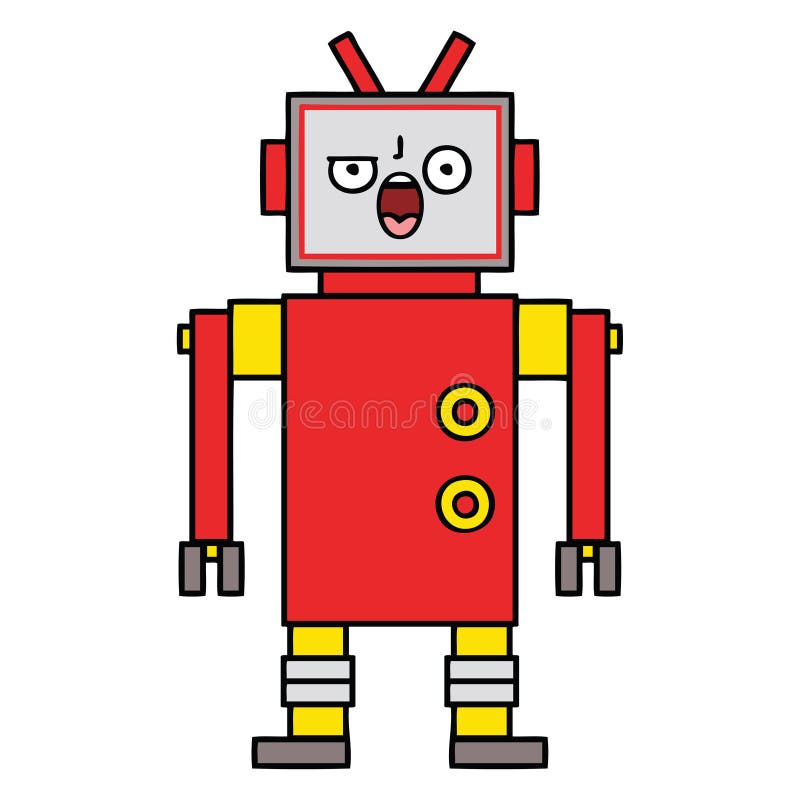 Cute cartoon angry robot stock vector. Illustration of quirky - 149240464