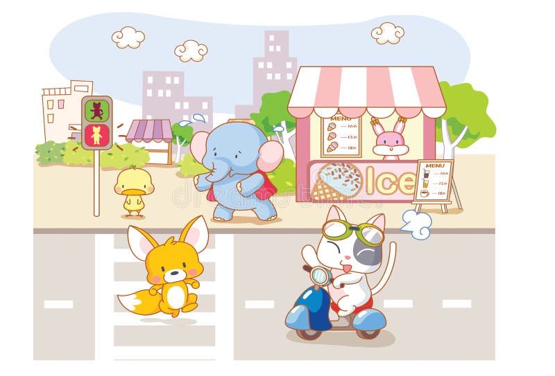 Cartoon Elephant and a Cute Chick Sitting on a Chair Stock Illustration ...