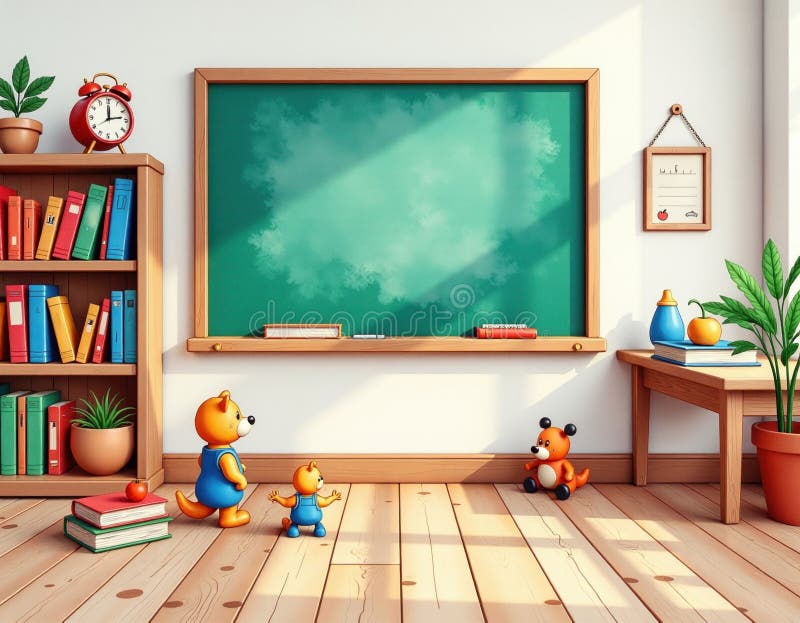 Cute Cartoon Animals in a Classroom Setting Stock Illustration ...
