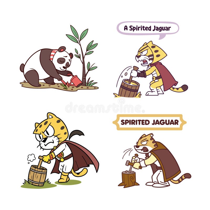 Cute Cartoon Animals Doing Different Things Stock Vector - Illustration ...