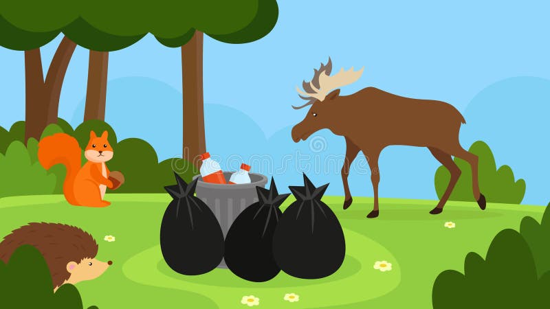 Cute Cartoon Animals in the Forest. Forest Animals, Moose, Squirrel ...