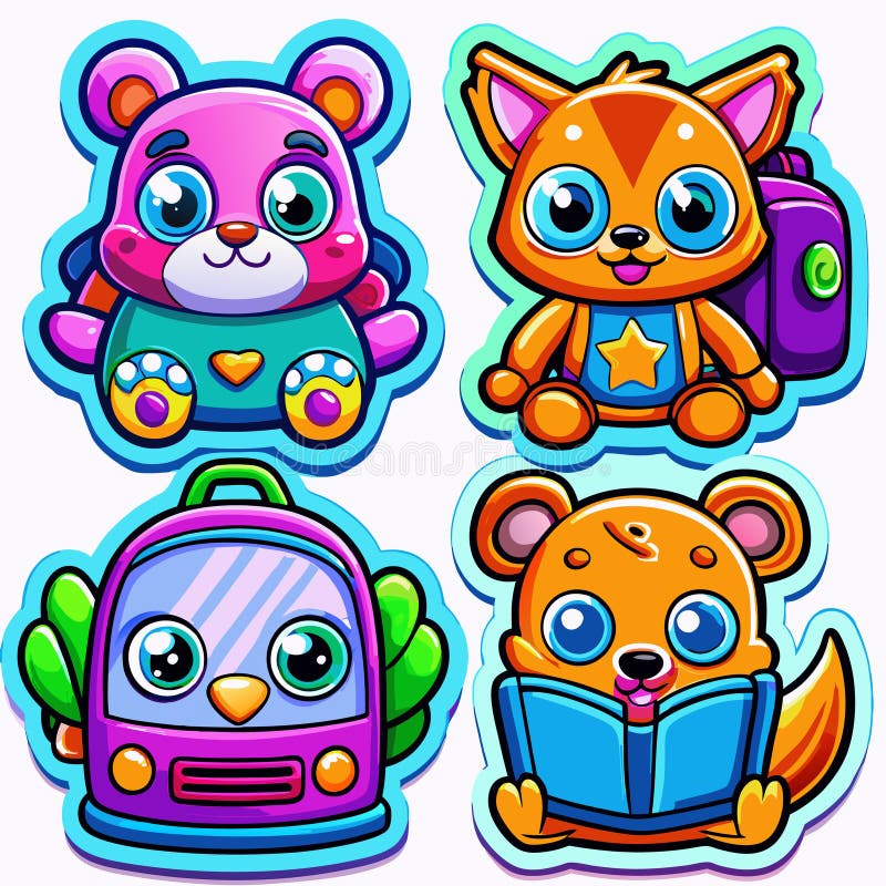 Cute Cartoon Animals and School Bus Stock Vector - Illustration of bear ...