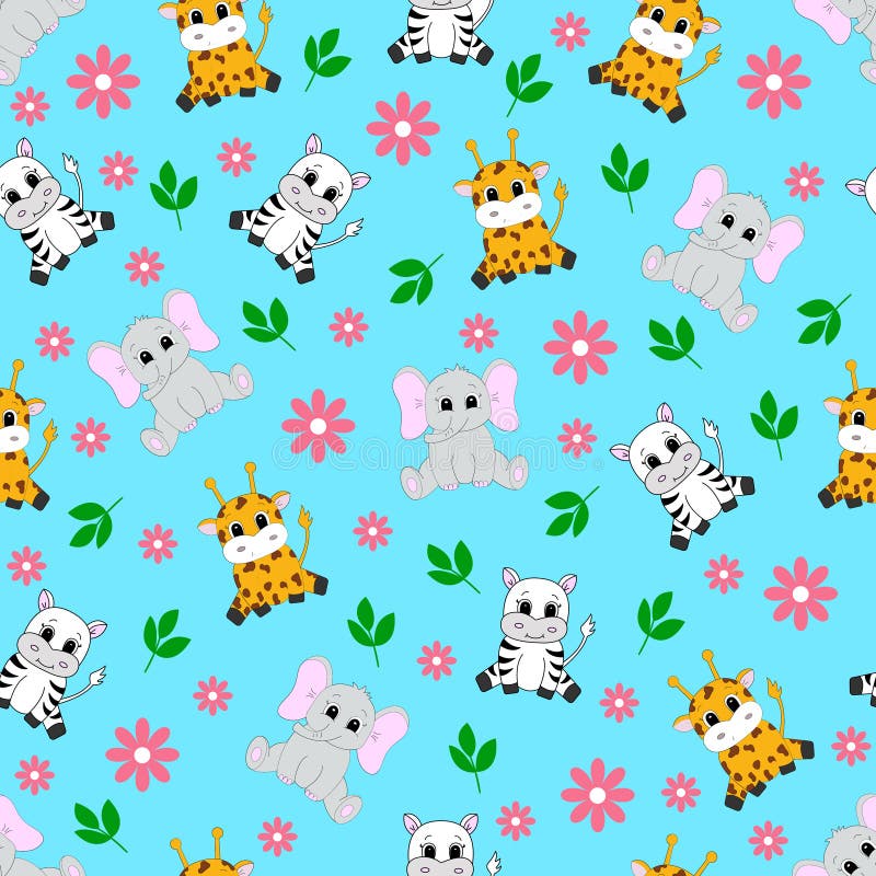 Cute Cartoon Animals. Vector Illustration for Children. Seamless ...