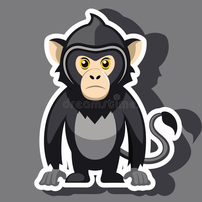 Cute Cartoon Ape with Yellow Eyes Standing Upright Position Stock Photo - Illustration of ...