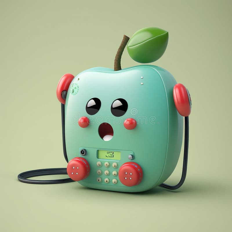 A Cute Cartoon Apple Phone Character Ai Generative Stock Illustration ...