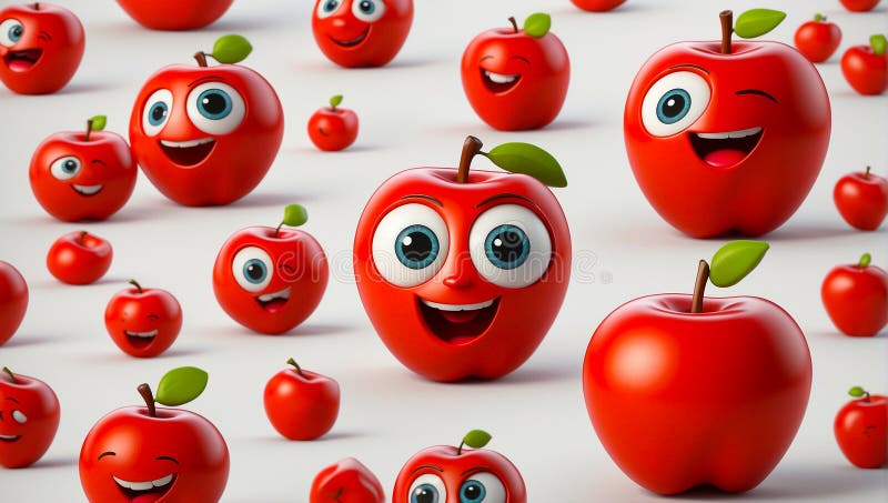 Cute cartoon apple red fun stock illustration. Illustration of ...