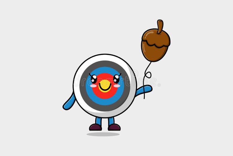 Cute Cartoon Archery Target Floating with Acorn Stock Vector ...