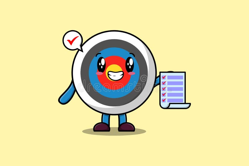 Cute Cartoon Archery Target Holding Checklist Note Stock Vector ...