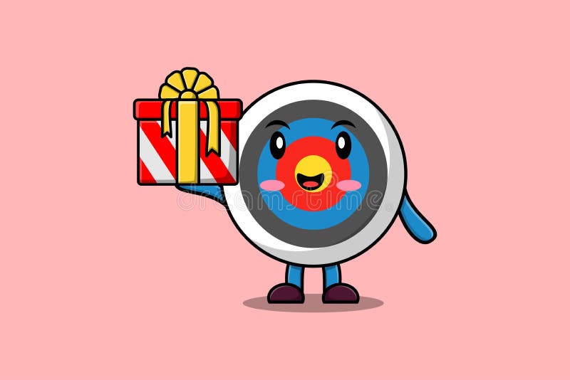 Cute Cartoon Archery Target Holding Gift Box Stock Vector ...