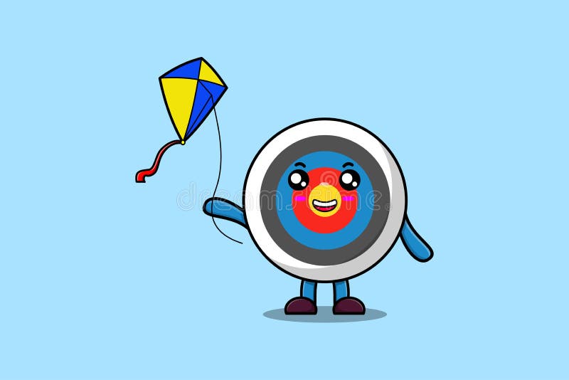 Cute Cartoon Archery Target Playing Kite Flying Stock Vector ...