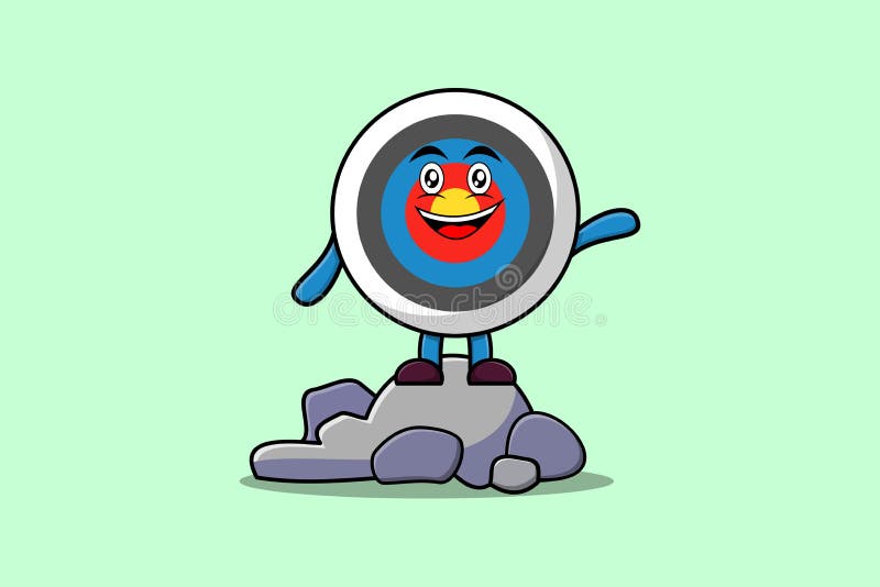 Cute Cartoon Archery Target Standing in Stone Stock Illustration ...