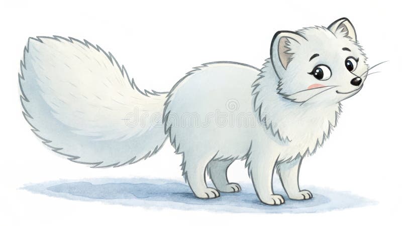 Cute Cartoon Arctic Fox Character Design Stock Illustration ...