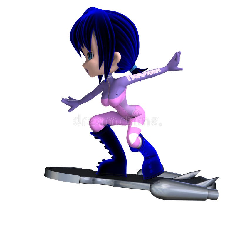 Cute Cartoon Astronaut with Blue Hair and Boots. Stock Illustration ...