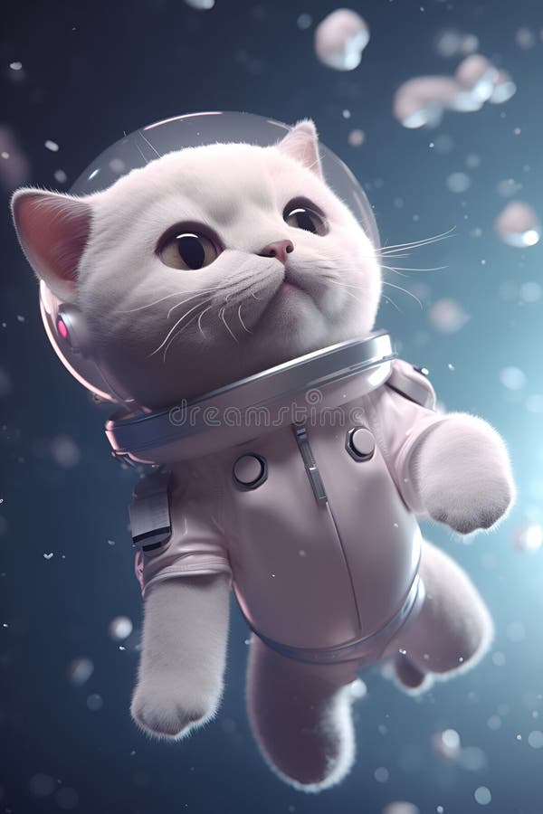 Cute Cartoon Astronaut Cat in a Space Suit 2 Stock Illustration ...