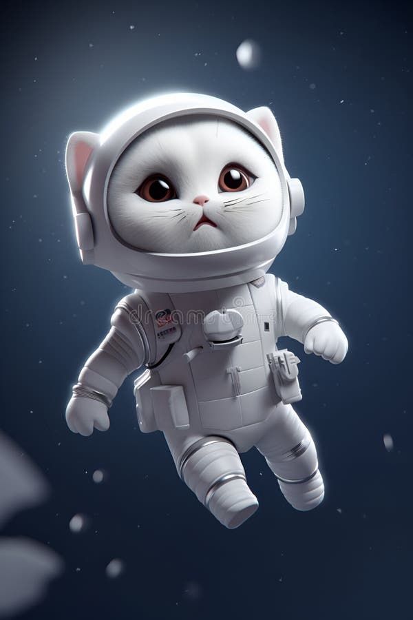 Cute Cartoon Astronaut Cat in a Space Suit 3 Stock Illustration ...