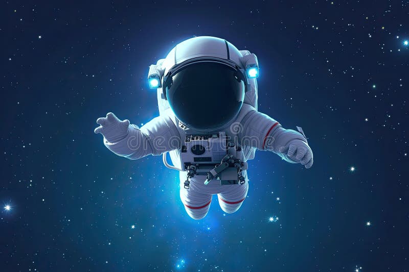 Cute Cartoon Astronaut Flying in Zero Gravity Space Stock Illustration ...