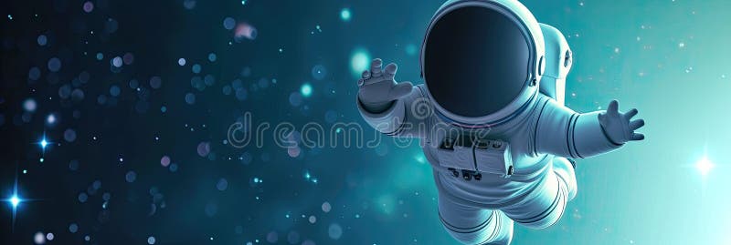 Cute Cartoon Astronaut Flying in Zero Gravity Space Stock Illustration ...