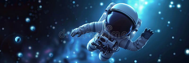 Cute Cartoon Astronaut Flying in Zero Gravity Space Stock Illustration ...